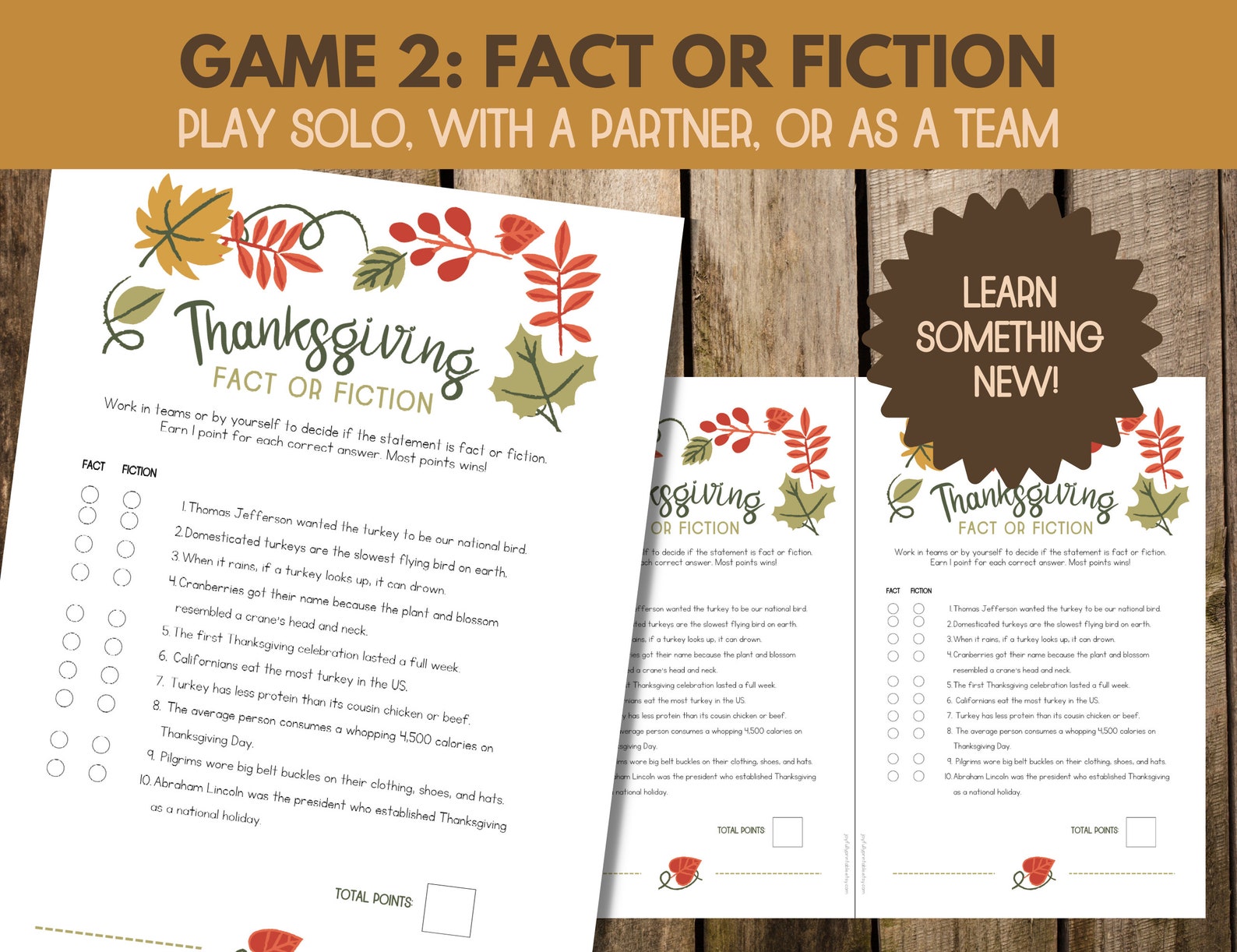 Thanksgiving Trivia Games Thanksgiving Games for Adults - Etsy