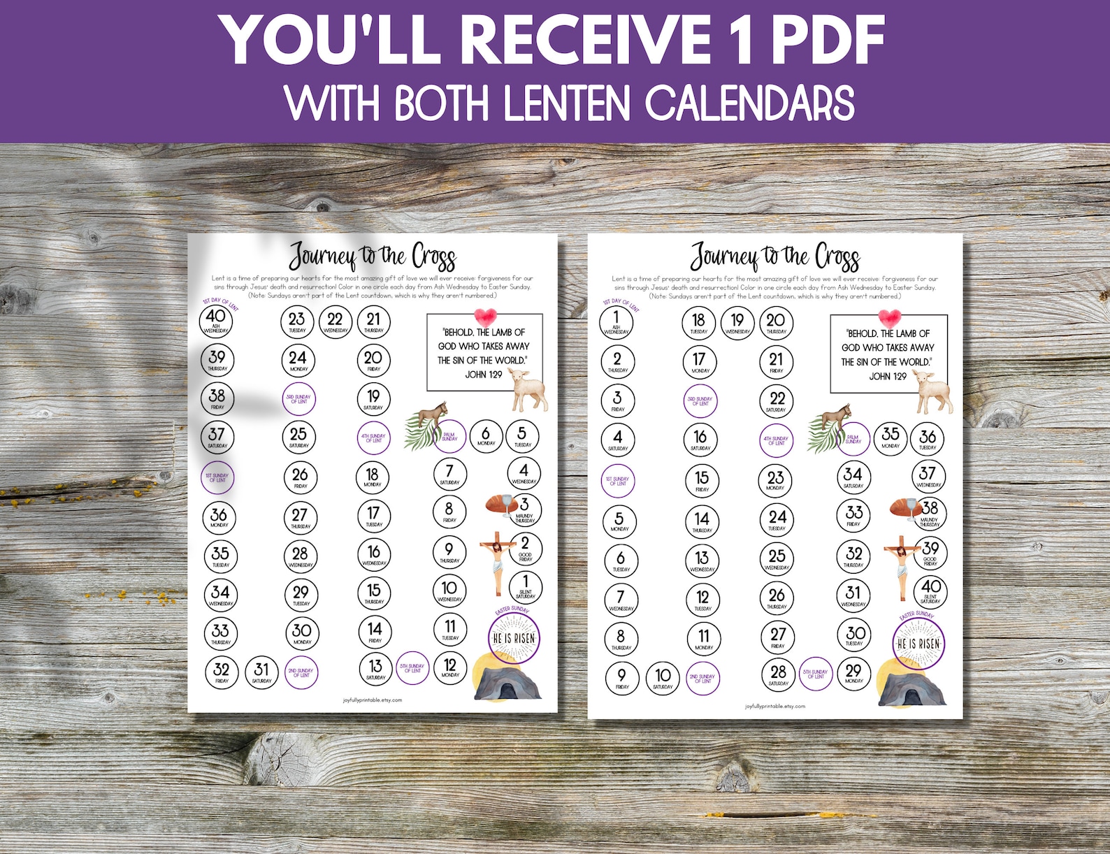 Printable Lent Calendar, Lenten Calendar, Ash Wednesday Printable ...