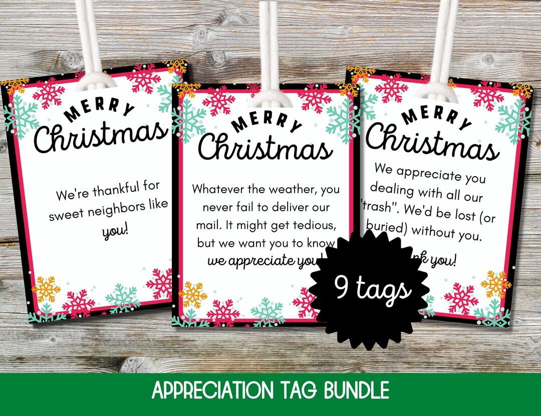 Christmas Treat Tags, Christmas Thank You Gift Tags, Christmas Neighbor ...