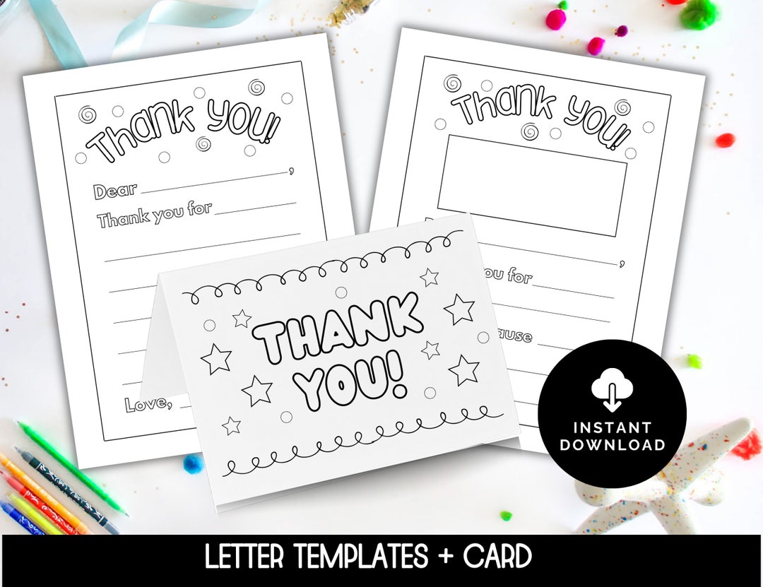Printable Coloring Thank You Card, Thank You Coloring Card, Thank You ...