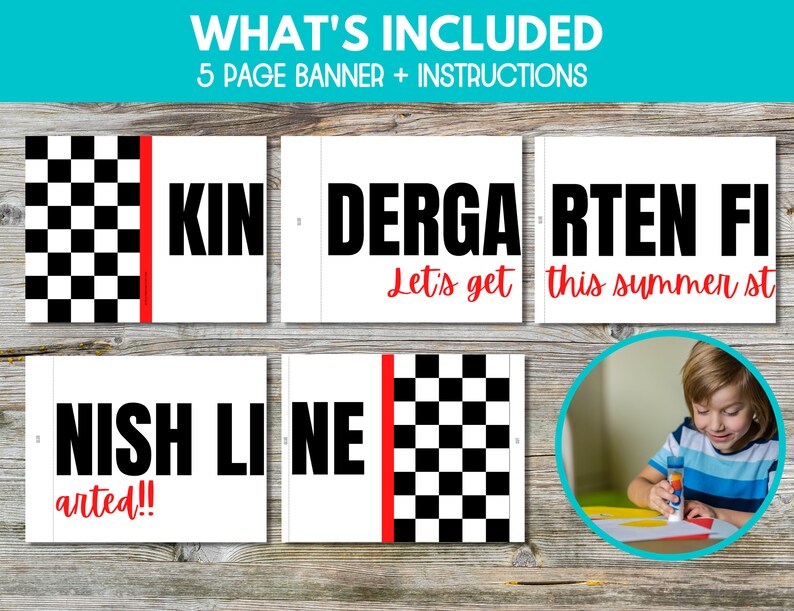 Kindergarten Finish Line Printable Banner Kindergarten - Etsy