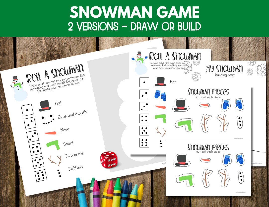 Roll A Snowman Game Printable, Build A Snowman, Preschool Class Party ...