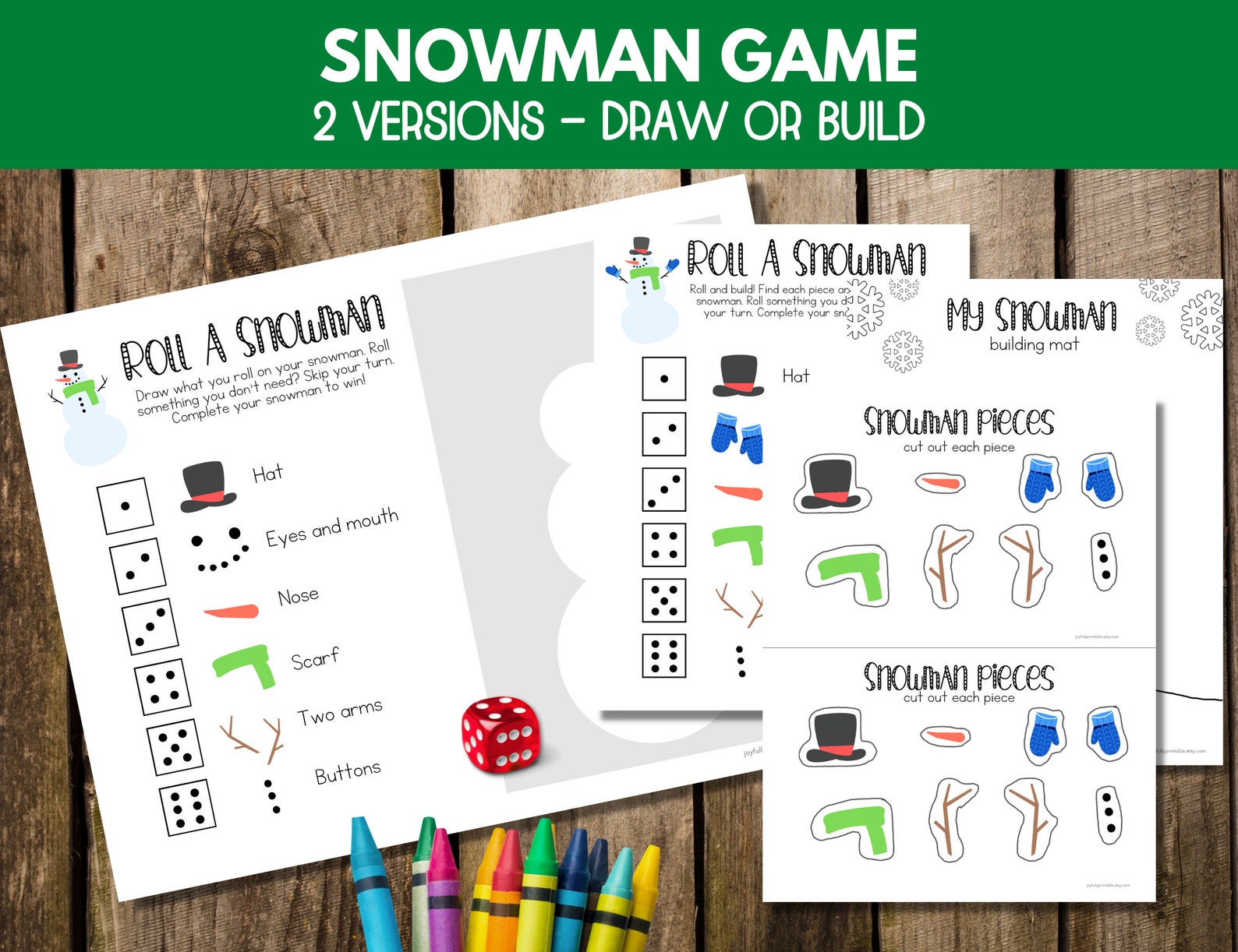 Roll A Snowman Game Printable, Build A Snowman, Preschool Class Party ...