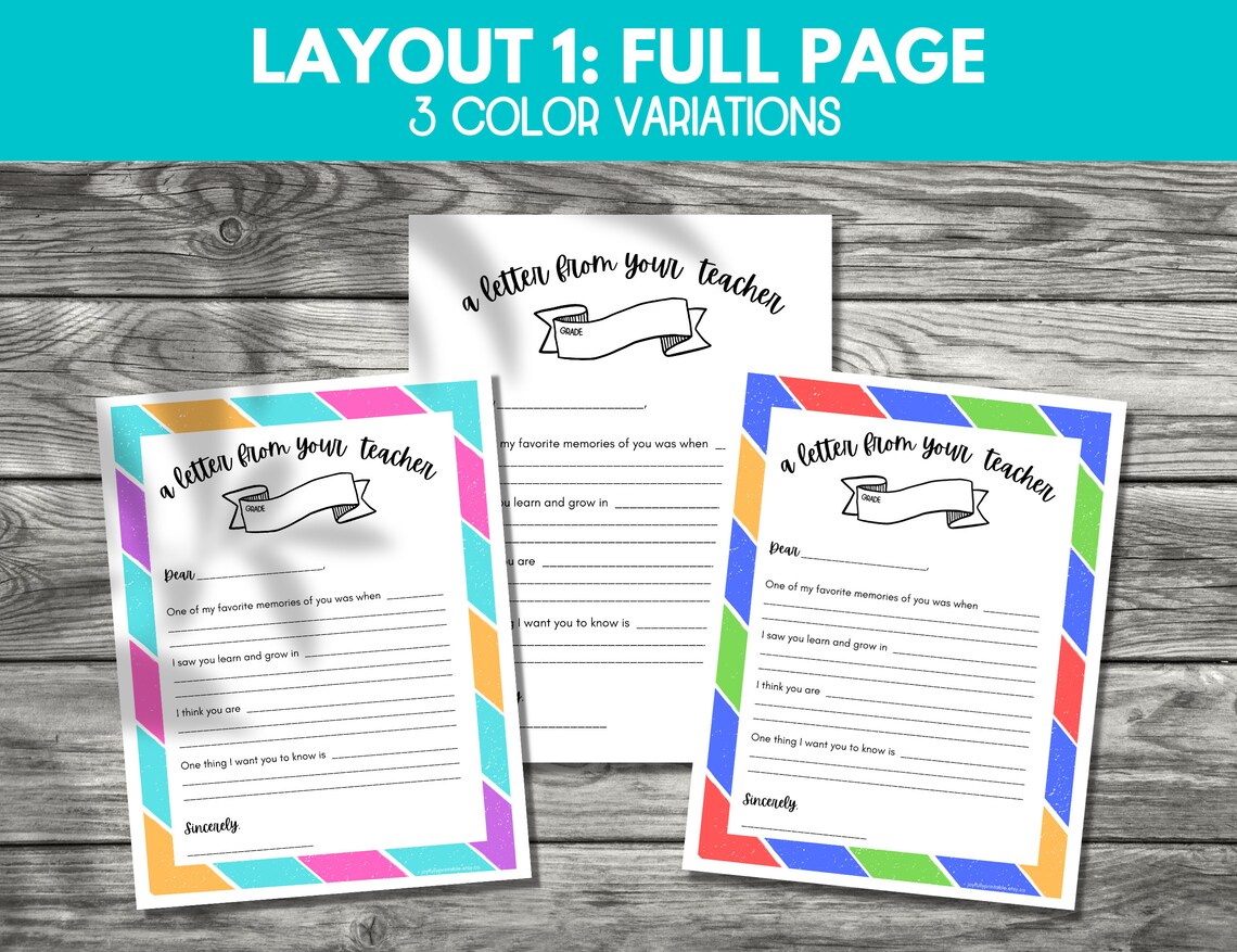 Teacher End of School Letter Printable, Teacher Goodbye Letter to Kids ...