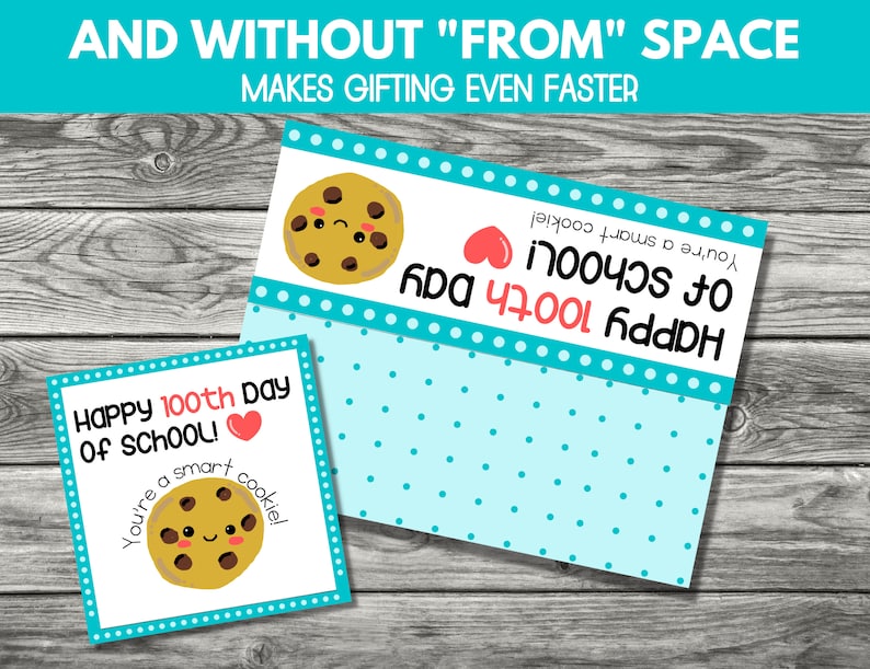 100th Day of School Treat Bag Topper Printable, Happy 100th Day of ...