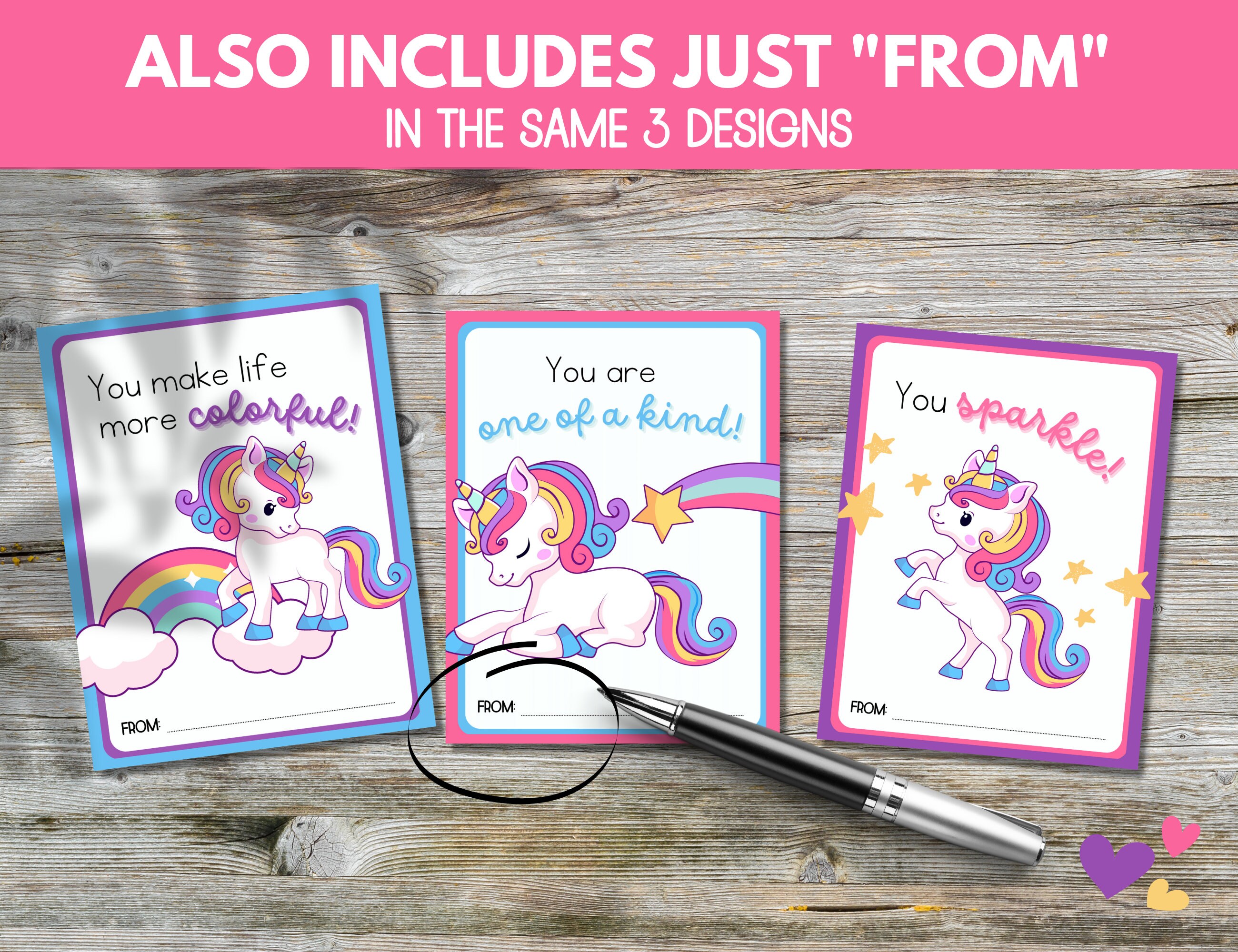 Unicorn Valentine, Printable Unicorn Valentines and Teacher Card ...