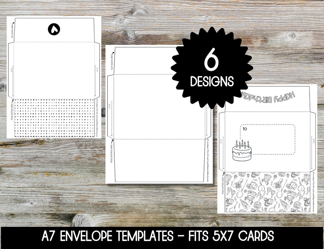 A7 Envelope Template Bundle, 5x7 Envelopes, Printable Envelope Template ...