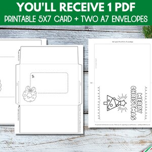 Printable Christmas Coloring Card With Envelope Template, Christmas ...
