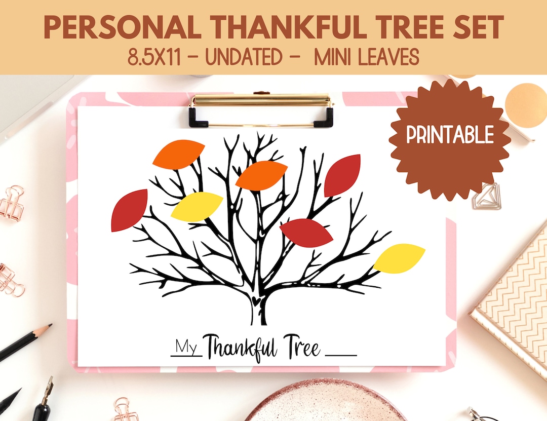 Personal Thankful Tree, Gratitude Journal Printable, Thanksgiving Tree ...