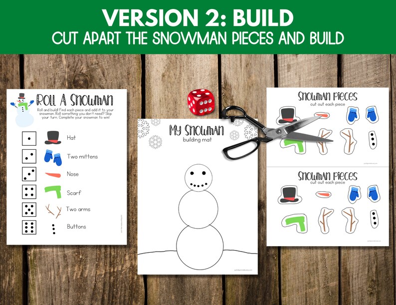 Roll A Snowman Game Printable, Build A Snowman, Preschool Class Party ...