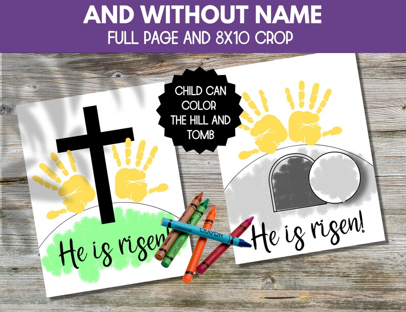 He is Risen Craft Easter Handprint Craft He is Risen Cross - Etsy