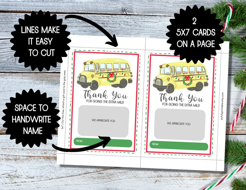Christmas Bus Driver Gift Card Holder Printable, Bus Driver ...