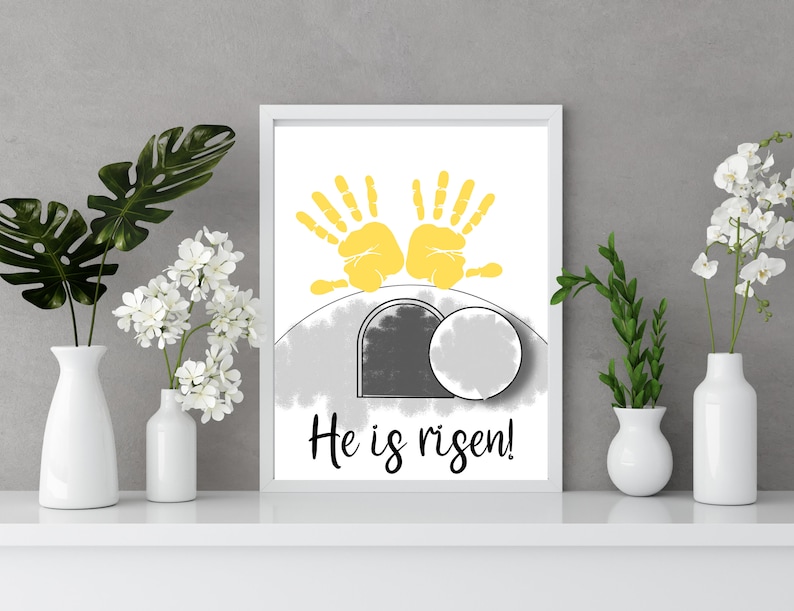 He is Risen Craft Easter Handprint Craft He is Risen Cross - Etsy