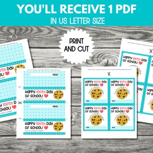 100th Day of School Treat Bag Topper Printable, Happy 100th Day of ...
