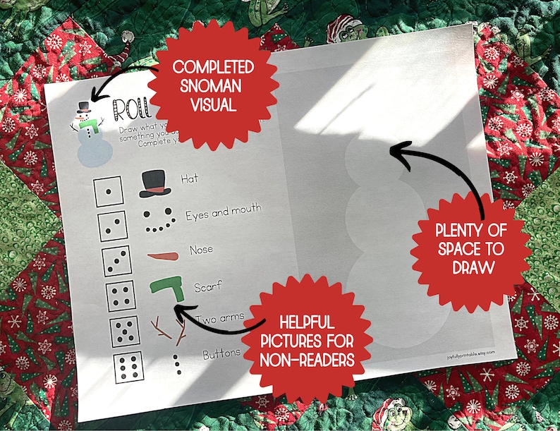 Roll A Snowman Game Printable Build A Snowman Preschool - Etsy