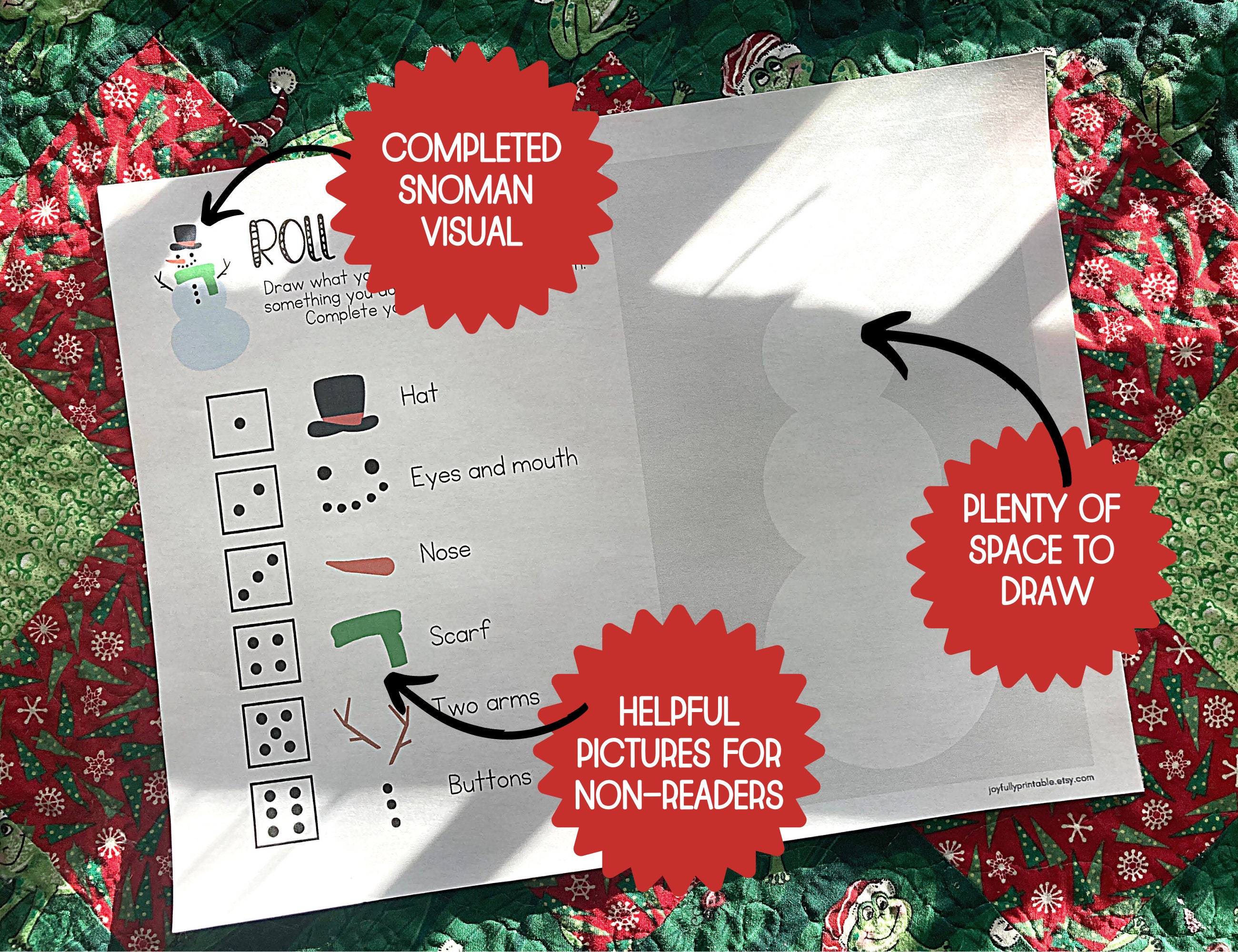 Roll A Snowman Game Printable Build A Snowman Preschool - Etsy