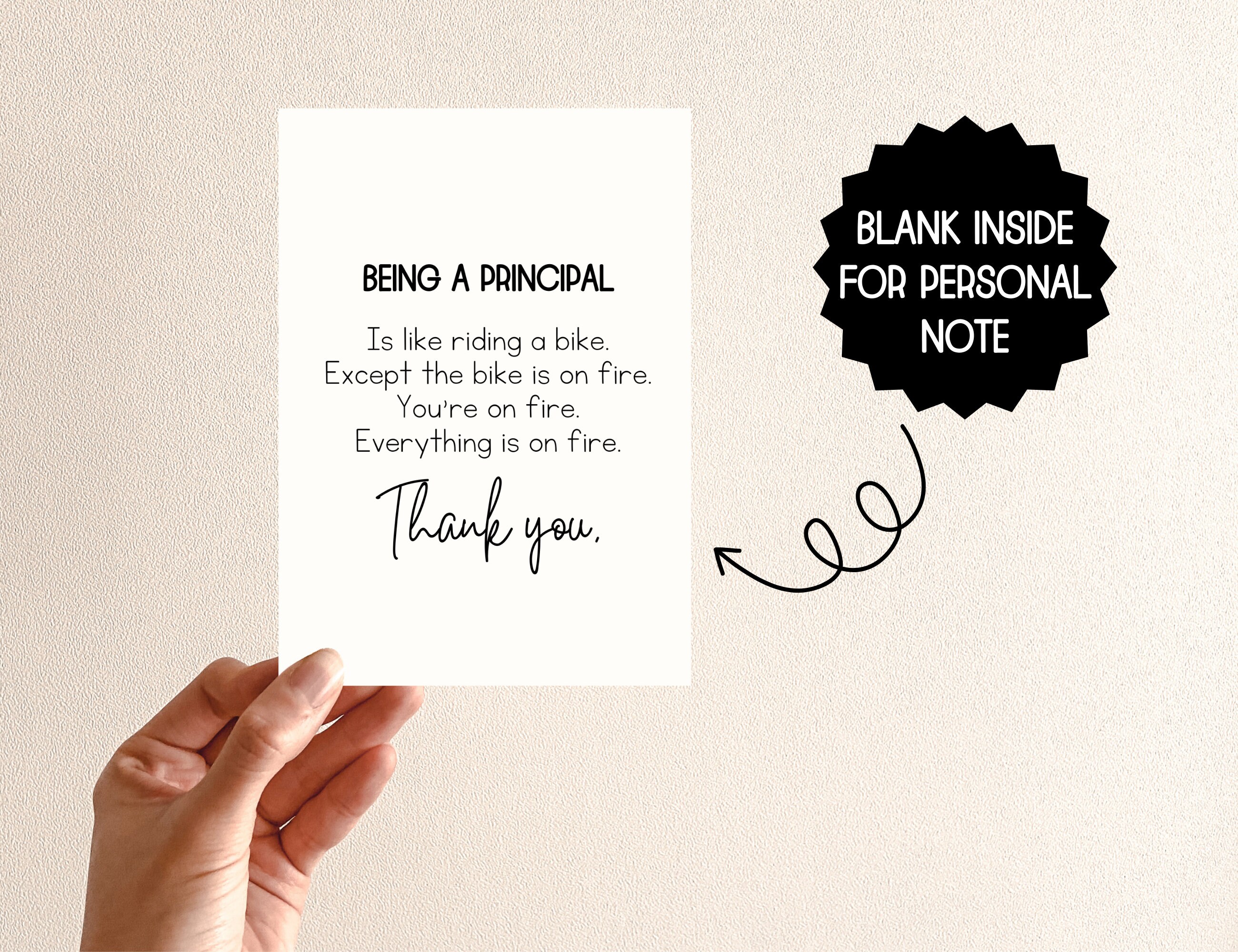 Principal Appreciation Card Printable Principal Thank You Card ...