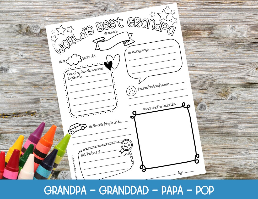 All About Grandpa Printable, Grandpa Questionnaire, Grandpa Gift From ...