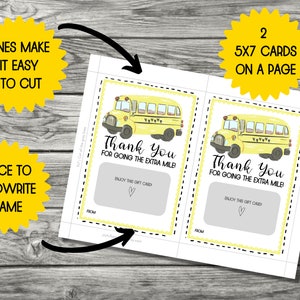 Bus Driver Gift Card Holder Printable, Bus Driver Appreciation Gift Tag ...
