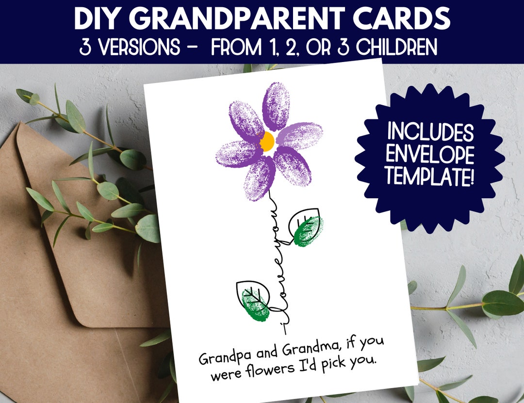 Grandpa and Grandma Card Printable, Grandparents Day Fingerprint Gift ...