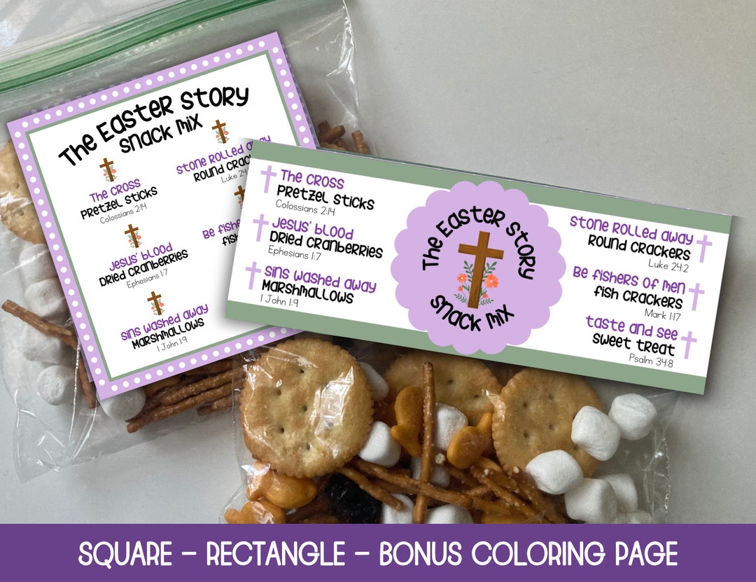 The Easter Story Snack Mix Printable, Treat Bag Topper, Easter Party ...