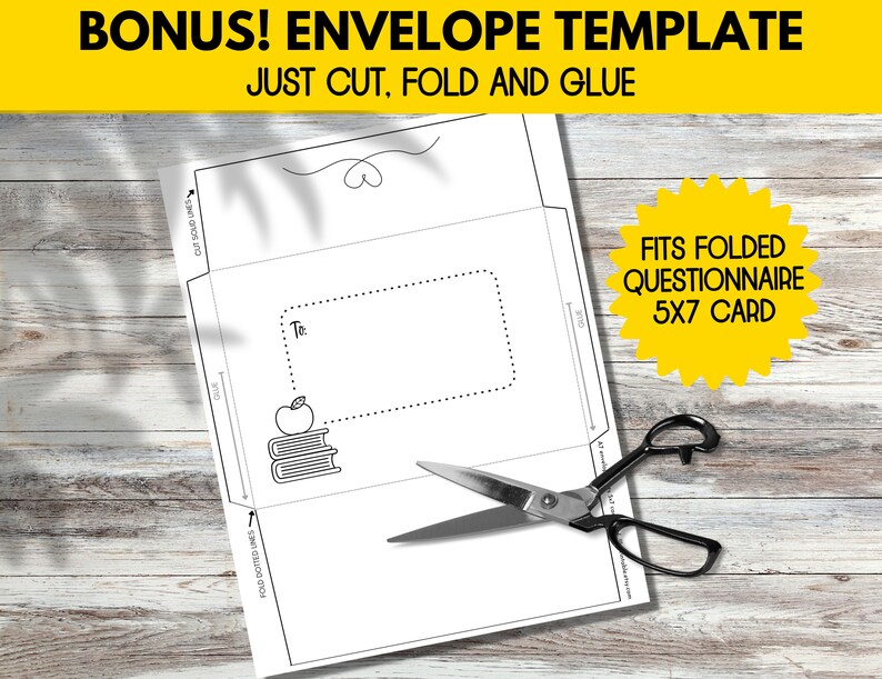 Teacher Appreciation Questionnaire, Printable Teacher Appreciation Card ...