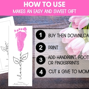 Mother's Day Bookmark Printable, Mother's Day Handprint, Baby Handprint ...