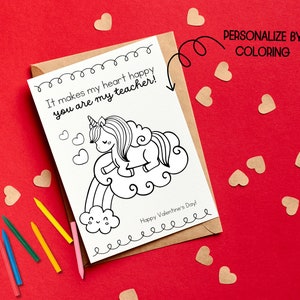 Unicorn Valentine, Printable Unicorn Valentines and Teacher Card ...