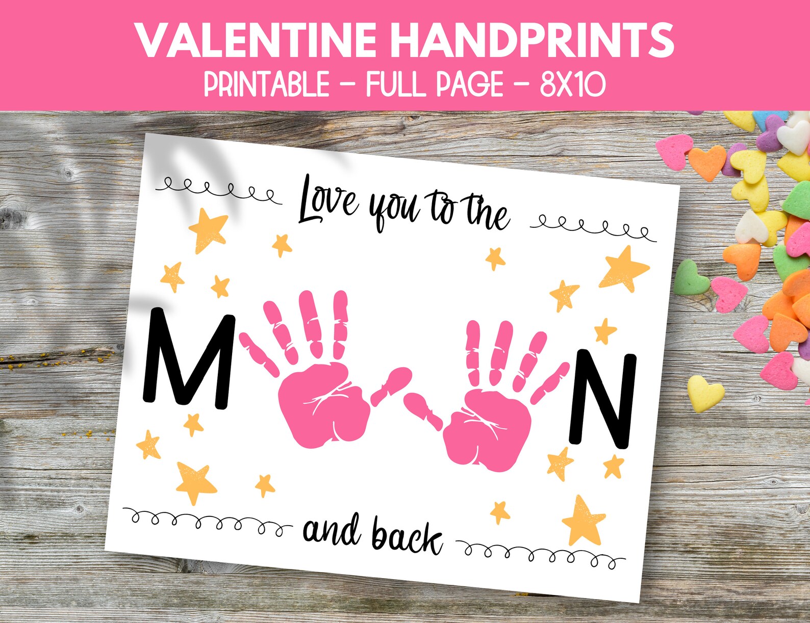 Love You to the Moon and Back Printable Handprint Art - Etsy