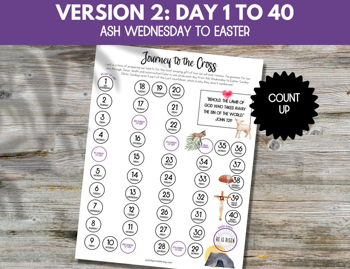 Printable Lent Calendar, Lenten Calendar, Ash Wednesday Printable ...