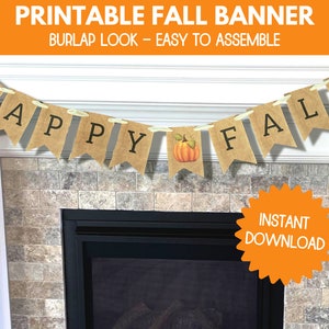Happy Fall Banner Printable Fall Banner for Mantle Printable - Etsy