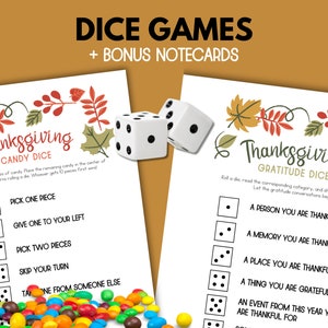 Gratitude Dice, Candy Dice Printable, Thanksgiving Candy Dice ...