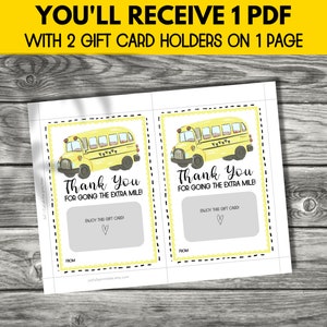 Bus Driver Gift Card Holder Printable, Bus Driver Appreciation Gift Tag ...