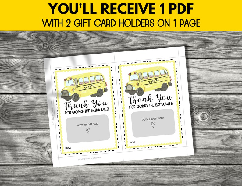 Bus Driver Gift Card Holder Printable Bus Driver Appreciation - Etsy