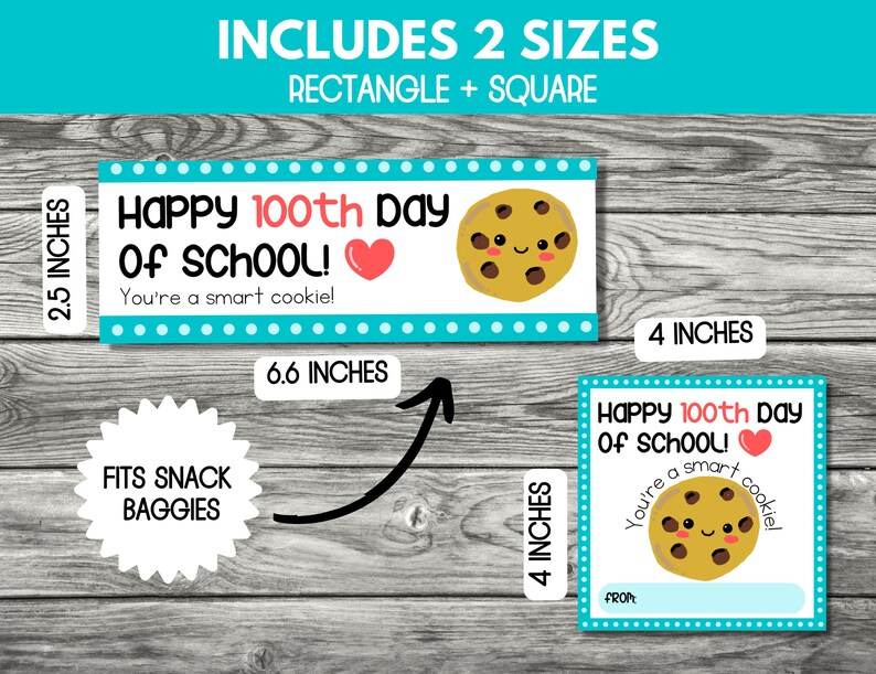 100th Day of School Treat Bag Topper Printable, Happy 100th Day of ...