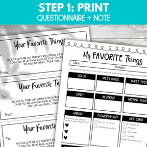Teacher Favorite Things Questionnaire, Back to School Teacher Survey ...