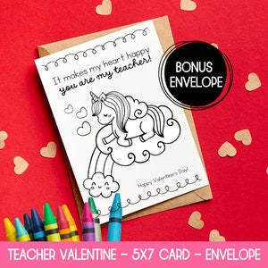 Printable Valentines Day Card for Teacher, Unicorn Valentine, Teacher ...