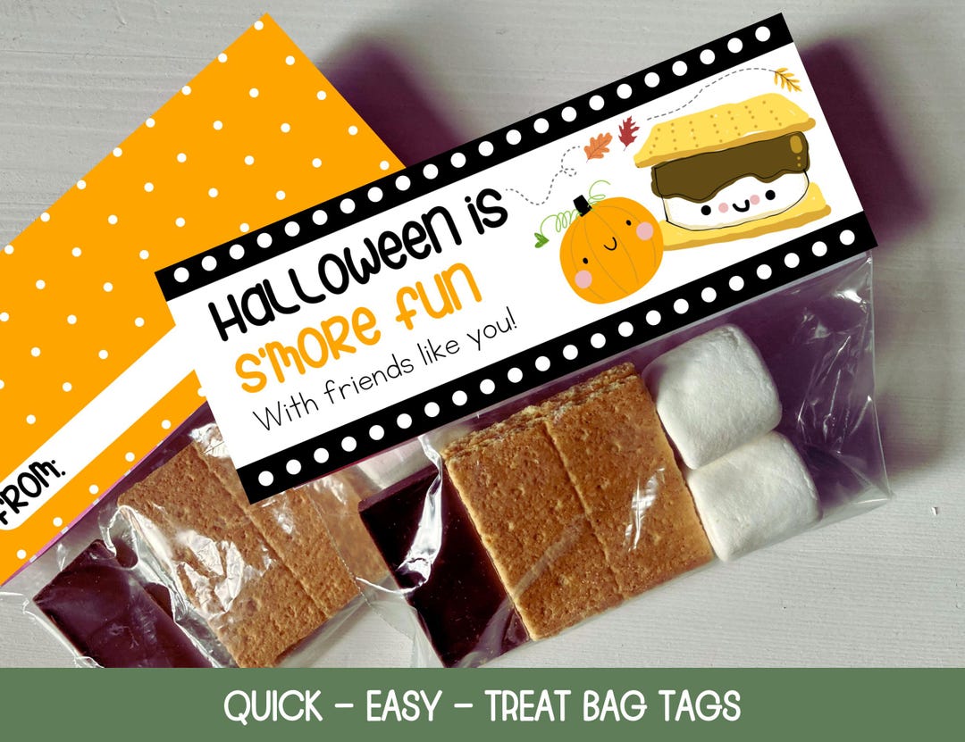 Halloween S'mores Treat Bags Toppers, Halloween Smores Tags, Halloween ...