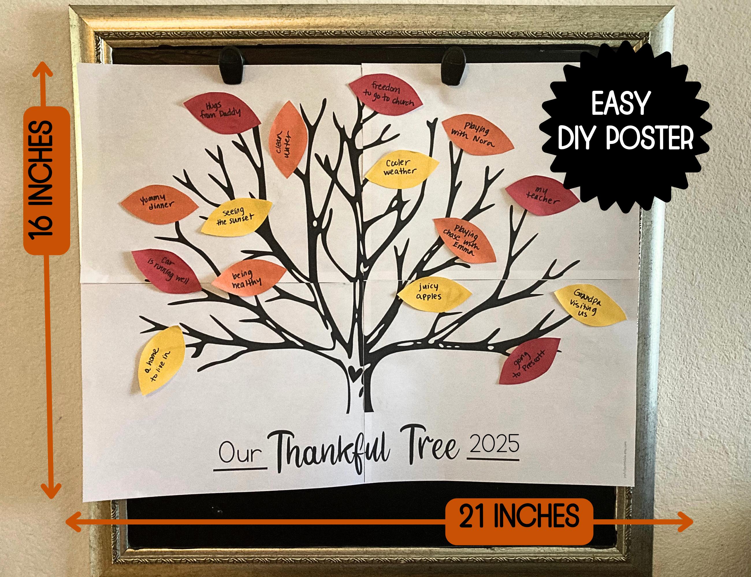 Thankful Tree Poster Printable, Thanksgiving Tree, Gratitude Tree ...