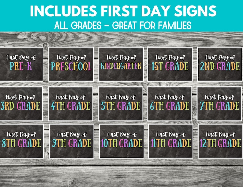 First and Last Day of School Sign Bundle, First Day of School Sign ...