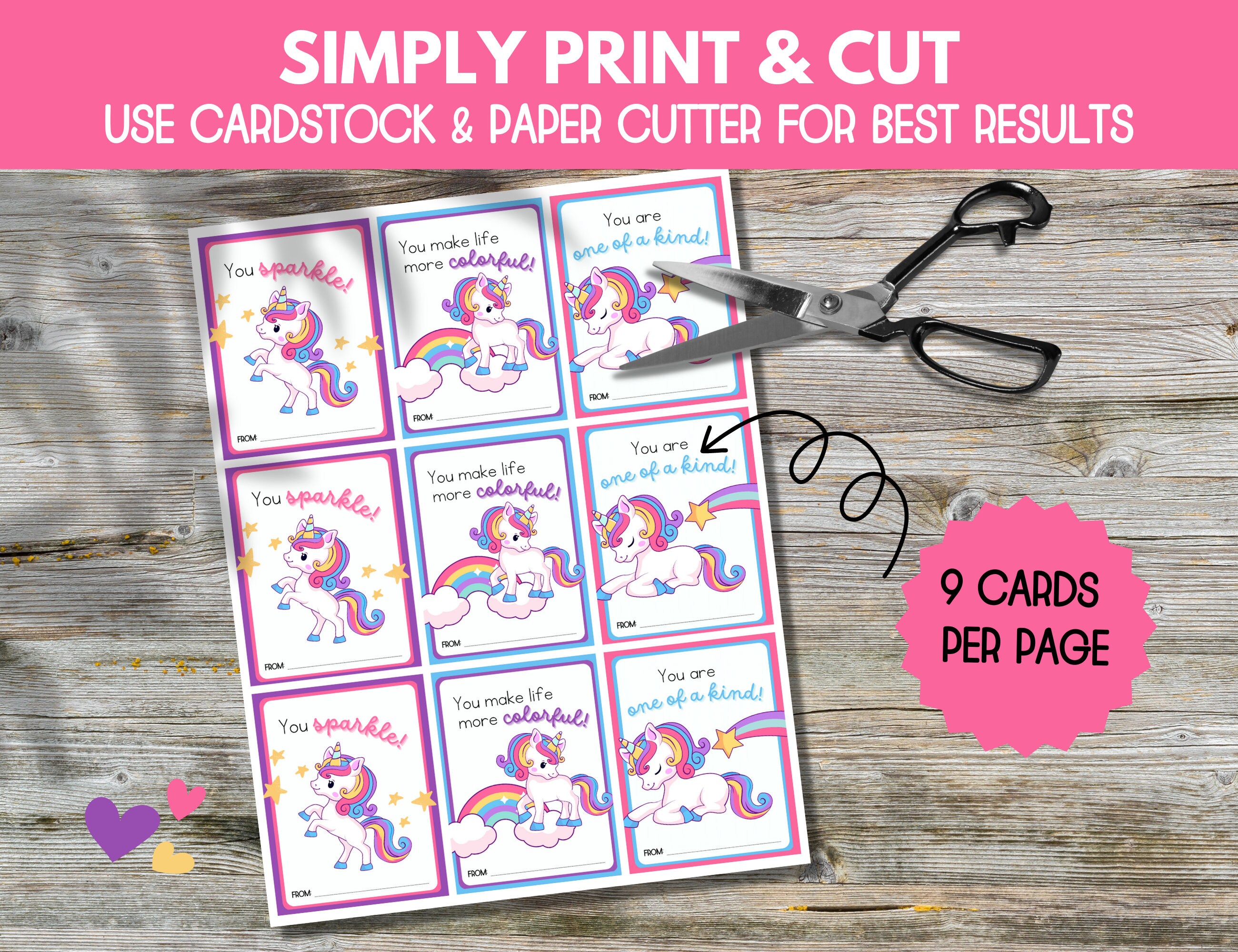 Unicorn Valentine, Printable Unicorn Valentines and Teacher Card ...