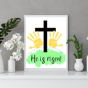 He is Risen Craft, Easter Handprint Craft, He is Risen Cross, Easter ...