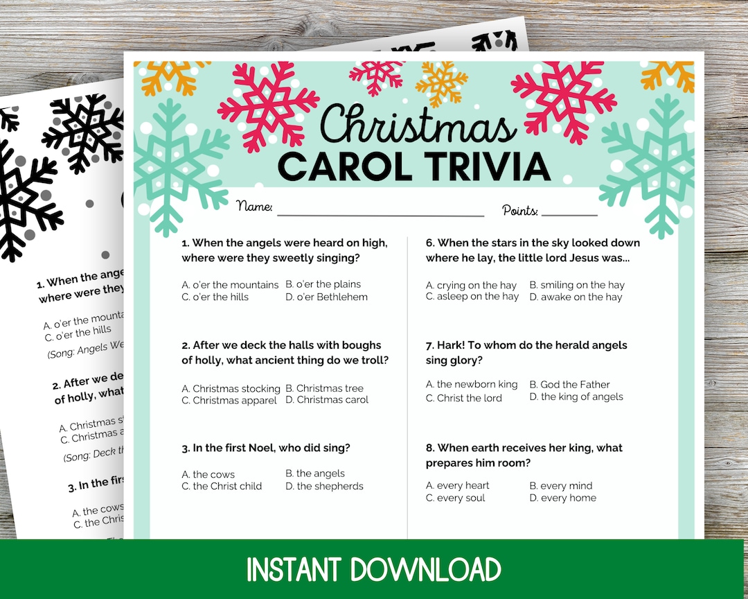Christmas Song Trivia, Christmas Trivia Games, Christmas Carol ...