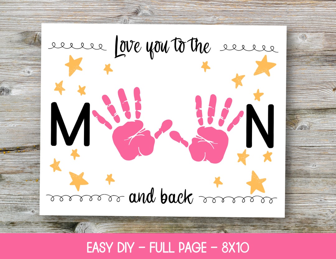 Love You to the Moon and Back Printable Handprint Art, Grandparents ...