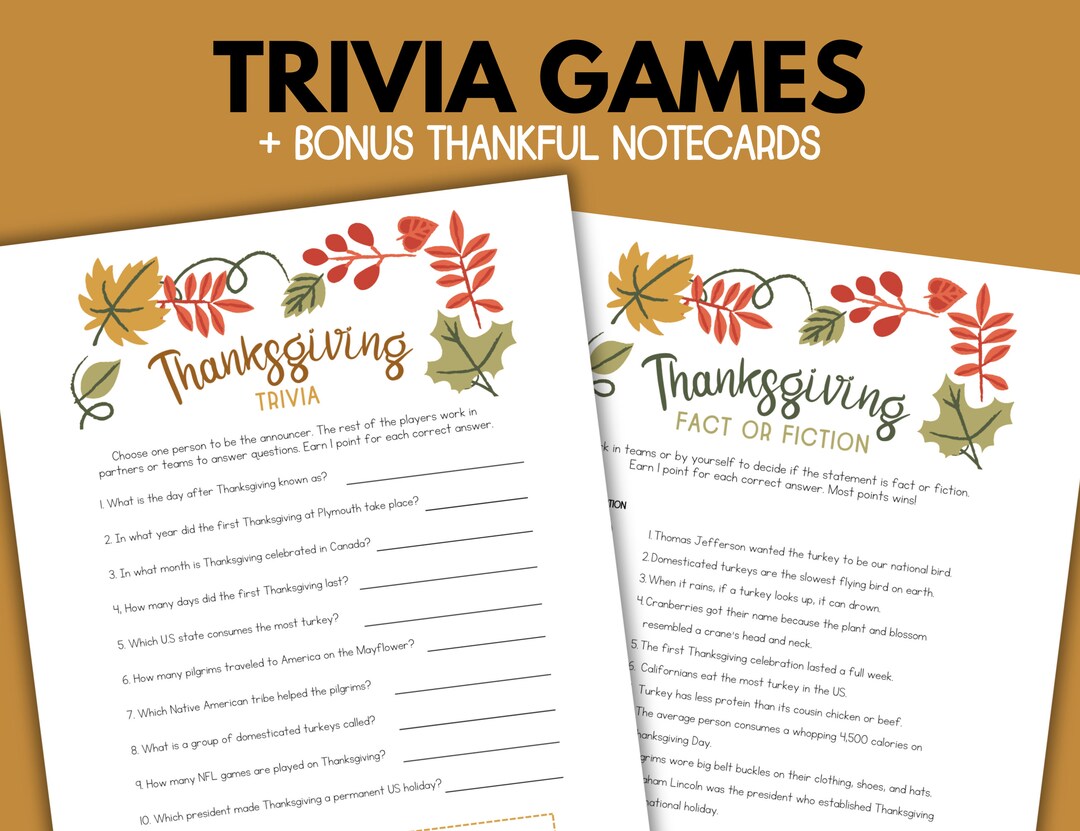 Thanksgiving Trivia Games, Thanksgiving Games for Family, Thanksgiving ...