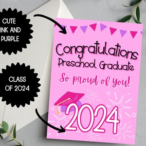 Preschool Graduation Card Printable, Preschool Graduation Gift ...