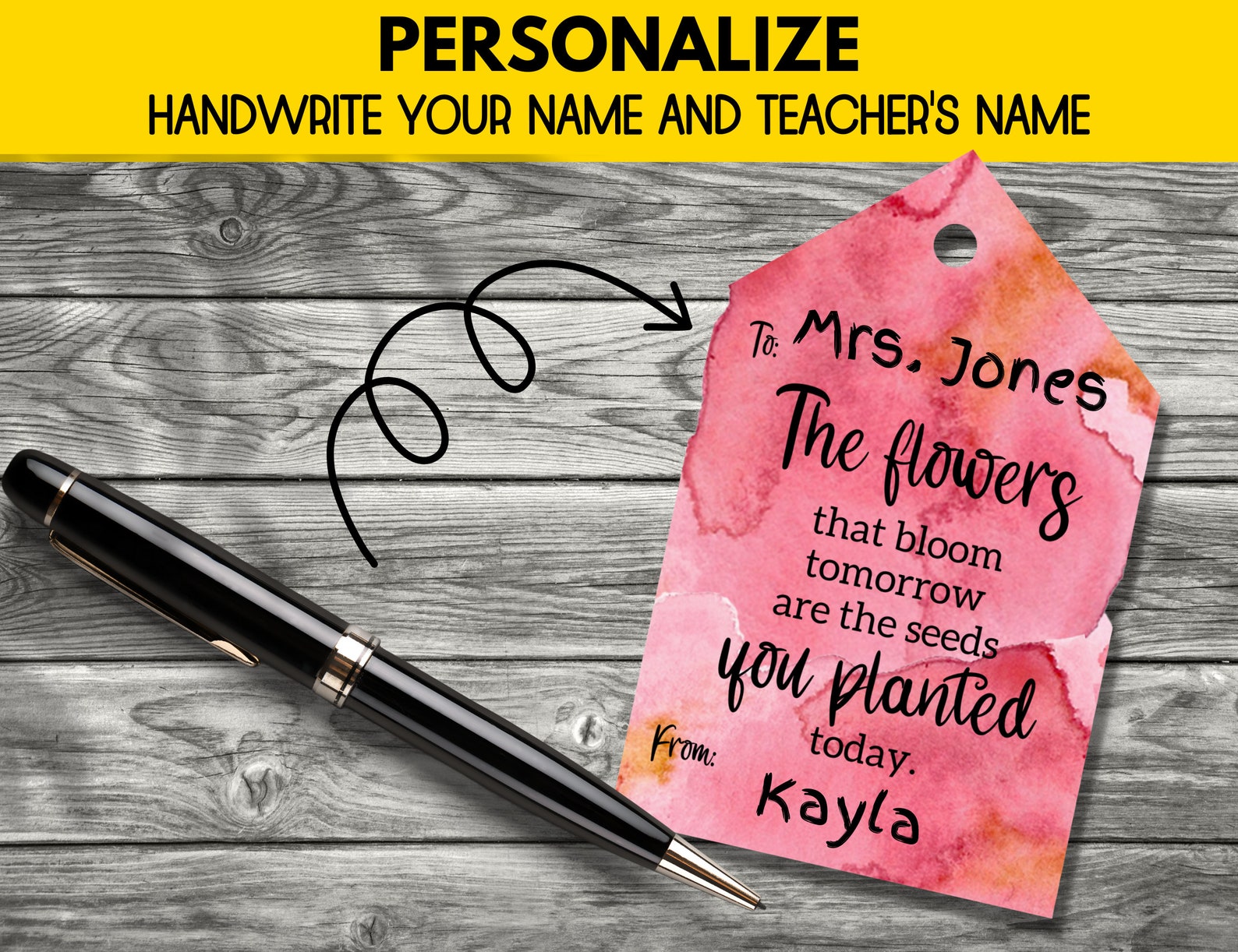 Teacher Appreciation Plant Tag Printable, Teacher Thank You Flowers Tag ...