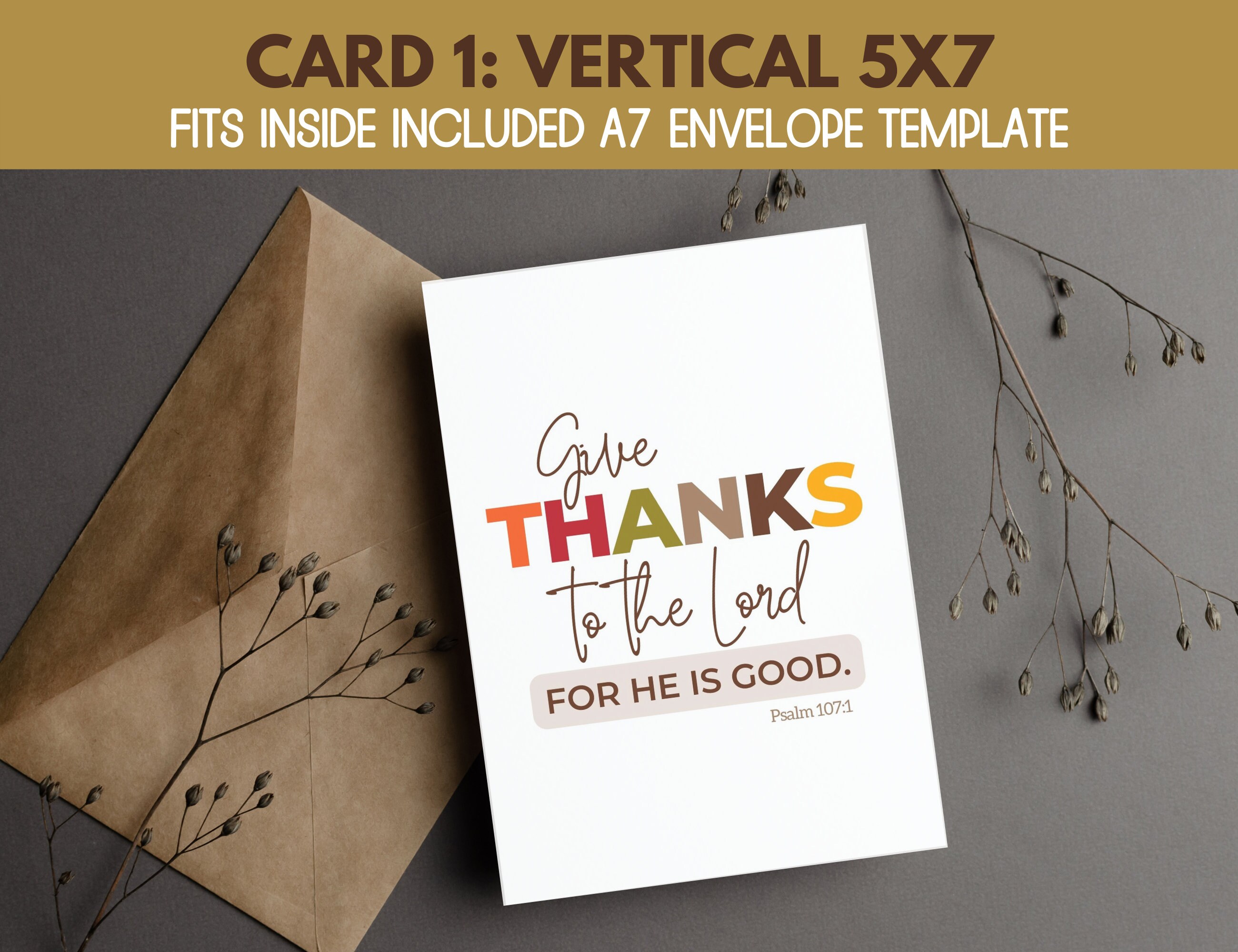 Give Thanks to the Lord Card Printable, Psalm 107:1, Happy Thanksgiving ...