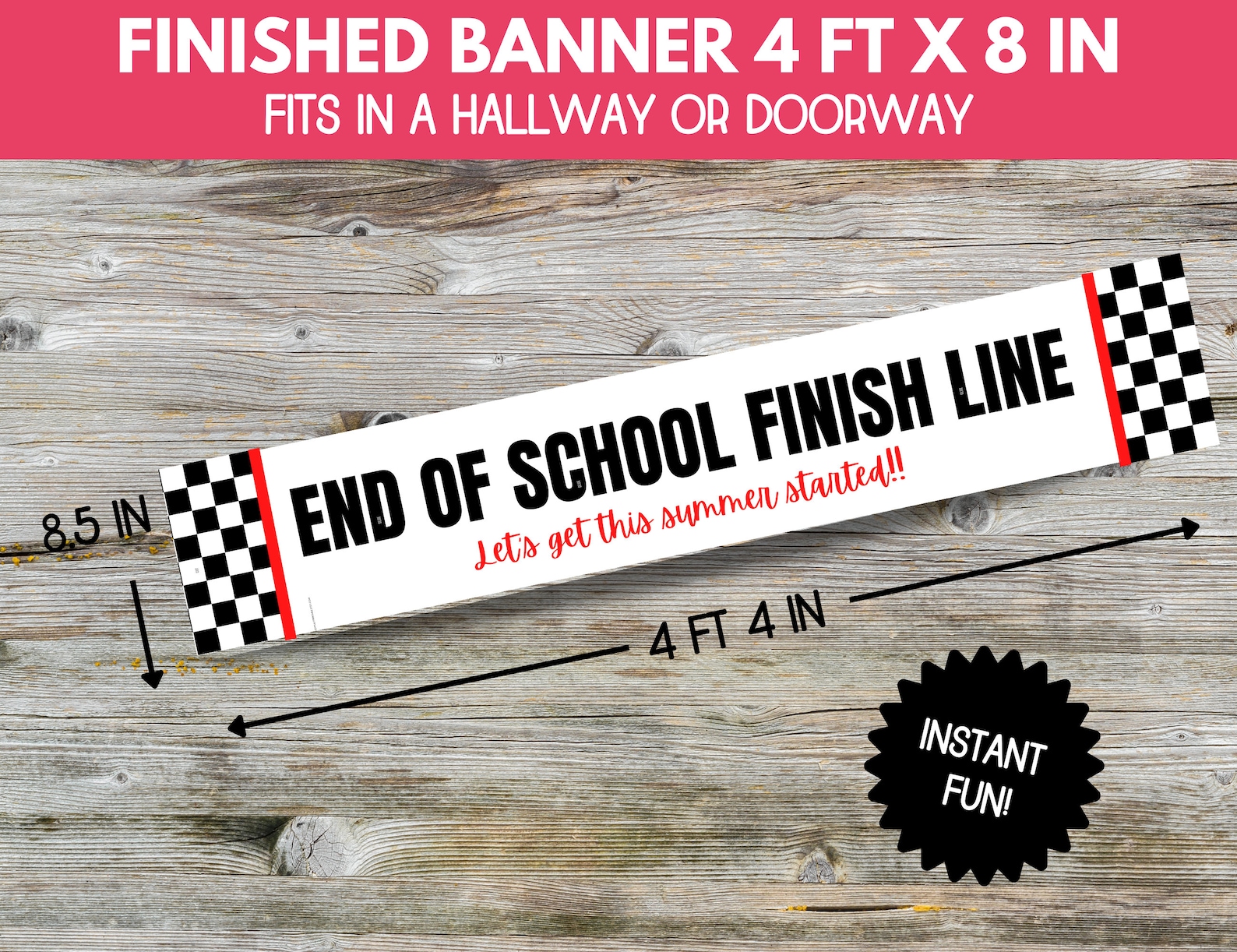 End of School Finish Line Printable Banner, Happy Last Day of School ...