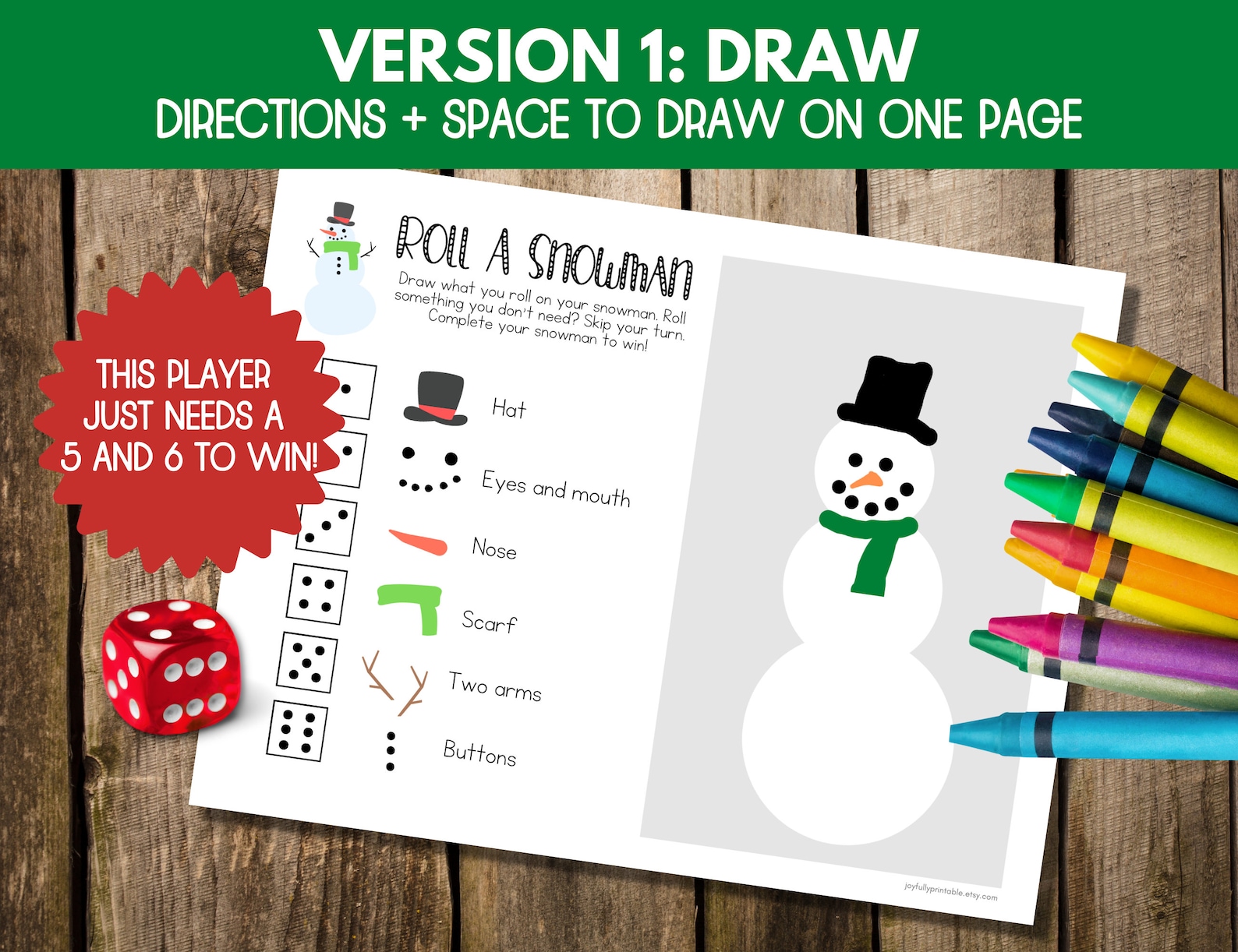 Roll A Snowman Game Printable, Build A Snowman, Preschool Class Party ...